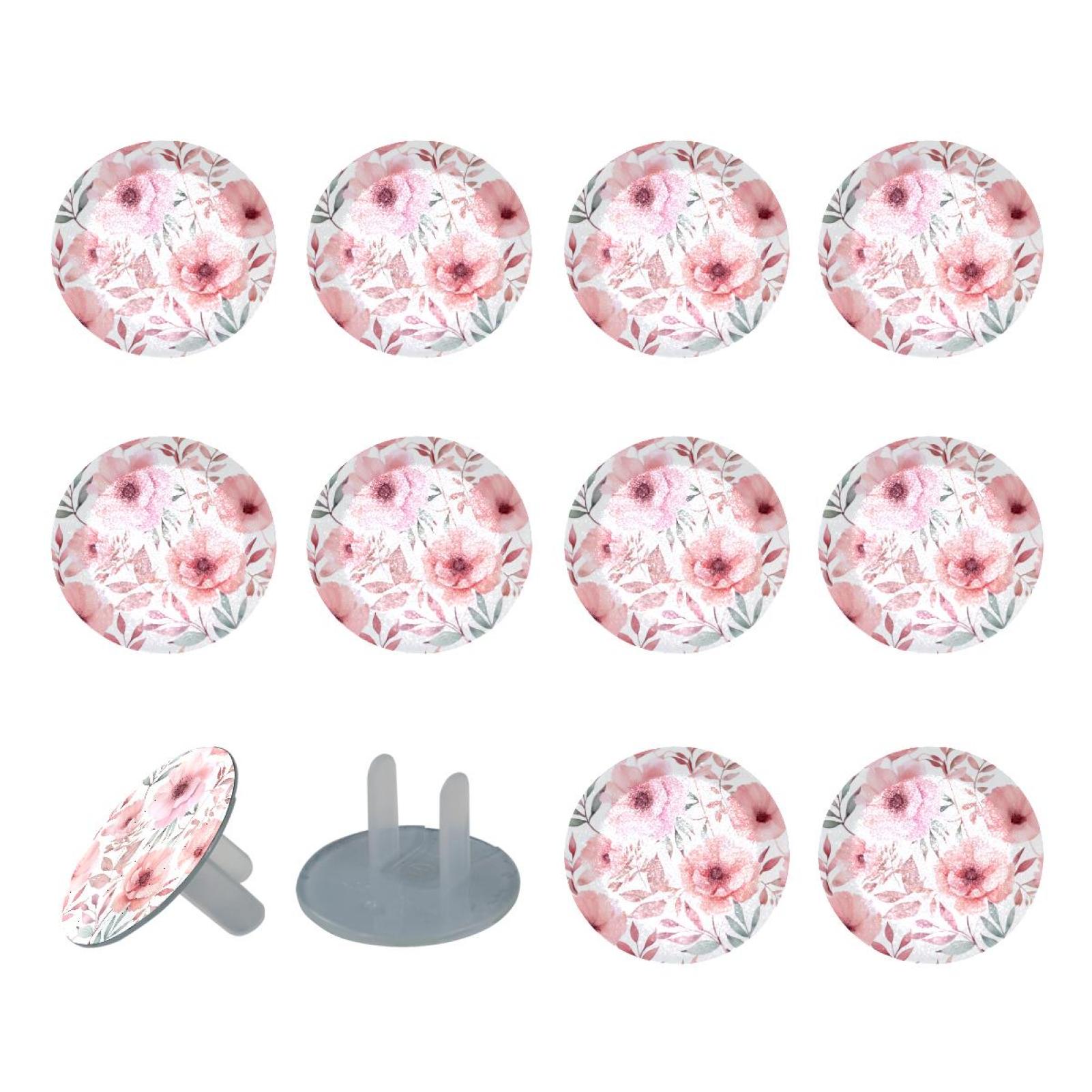 24 Pack Pink Flowers with Leaves Outlet Covers Baby Proofing Socket ...