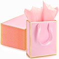 24 Pack Pink Gold Metallic Paper Gift Bags With Handles and Tissue ...