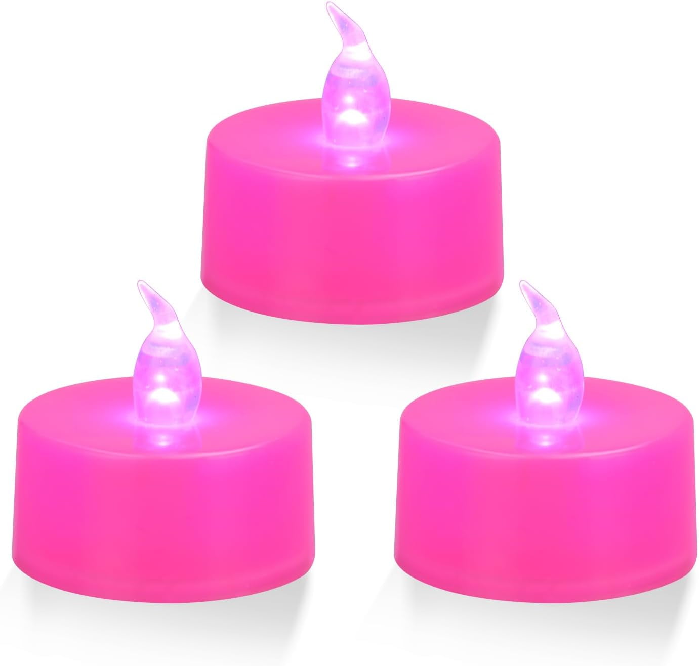 24 Pack Pink Light Non-Flickering Flameless Tea Lights, Pink Base, Last ...