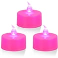 24 Pack Pink Light Non-Flickering Flameless Tea Lights, Pink Base, Last ...