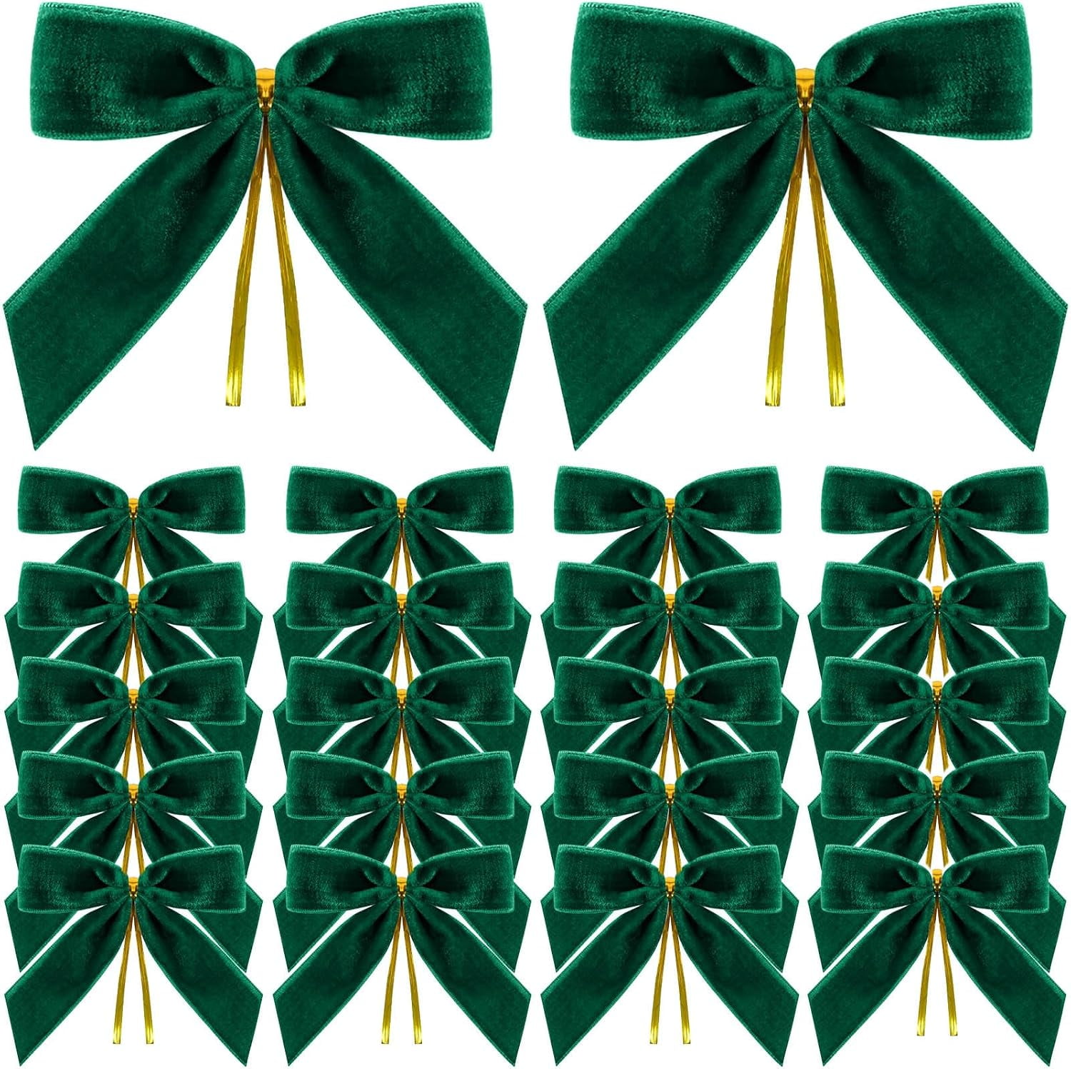 24 Pack Pink Velvet Twist Tie Bows for Christmas Tree, Pre-Tied Small ...