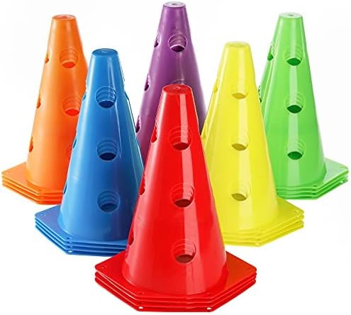 24 Pack Plastic Agility Cones, 9 Inch Soccer Cones Training Agility ...