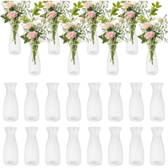 24 Pack Plastic Bud Vases Bulk, 6.7 Inch Small Plastic Vase for Flowers ...