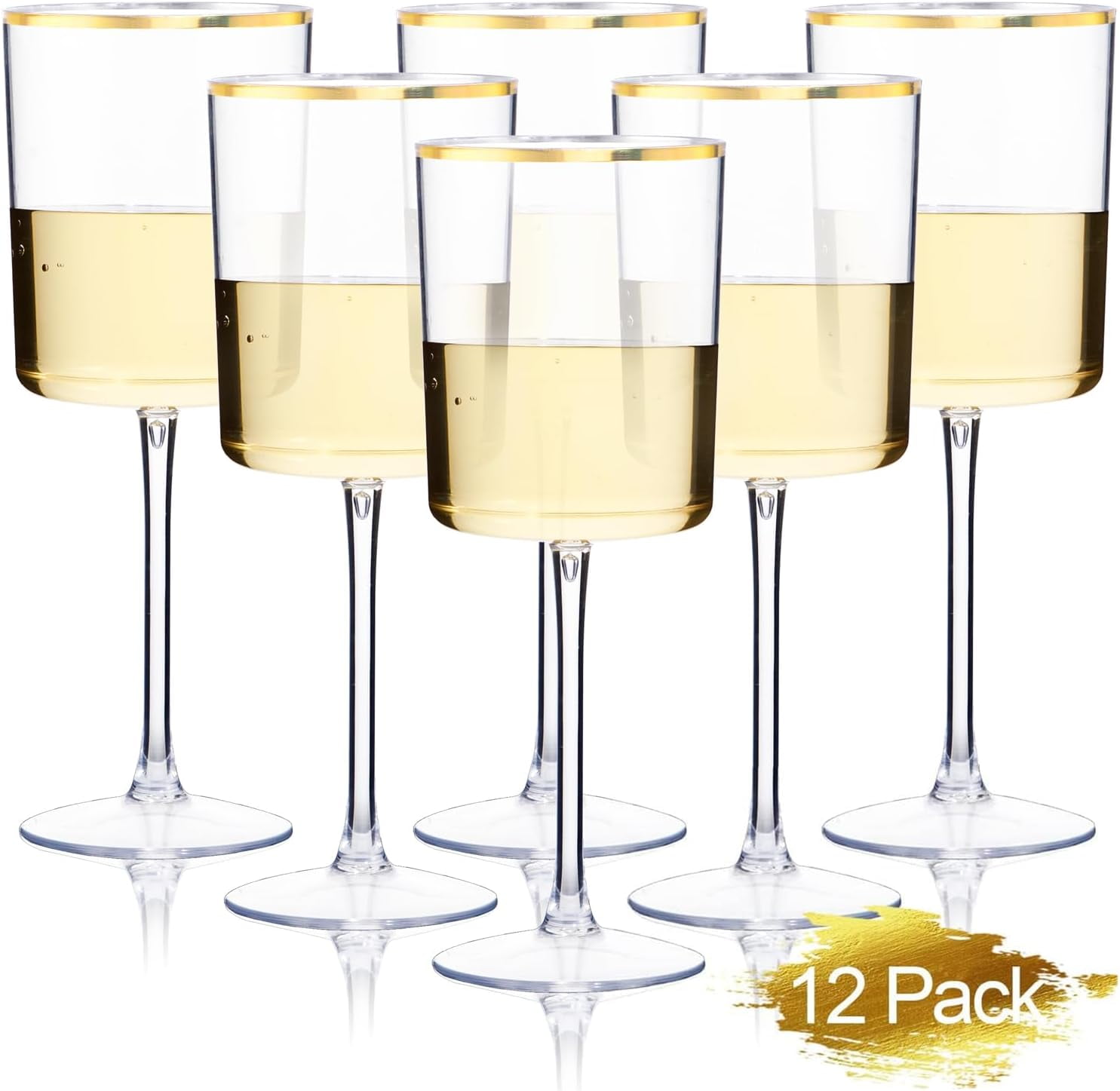 24 Pack Plastic Champagne Flutes - 6oz Ribbed Disposable Champagne ...