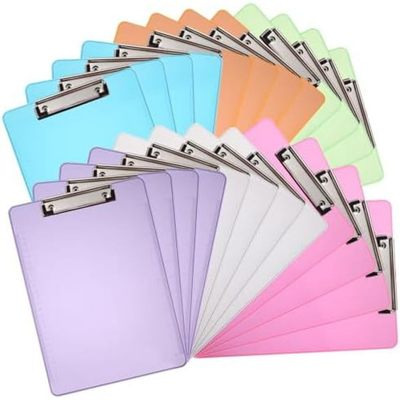 24 Pack Plastic Clipboards 12.5 x 9 Inch Colored Clipboards Bulk Low ...