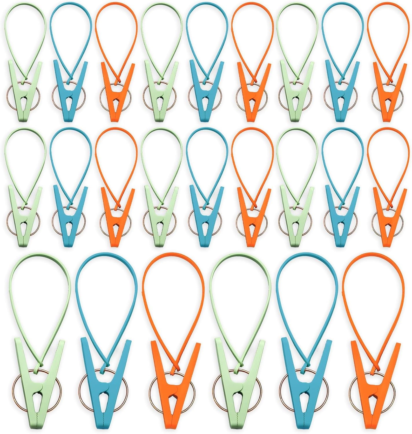 24 Pack Plastic Clothes Pins with Rope, Mini Clothesline Clips ...