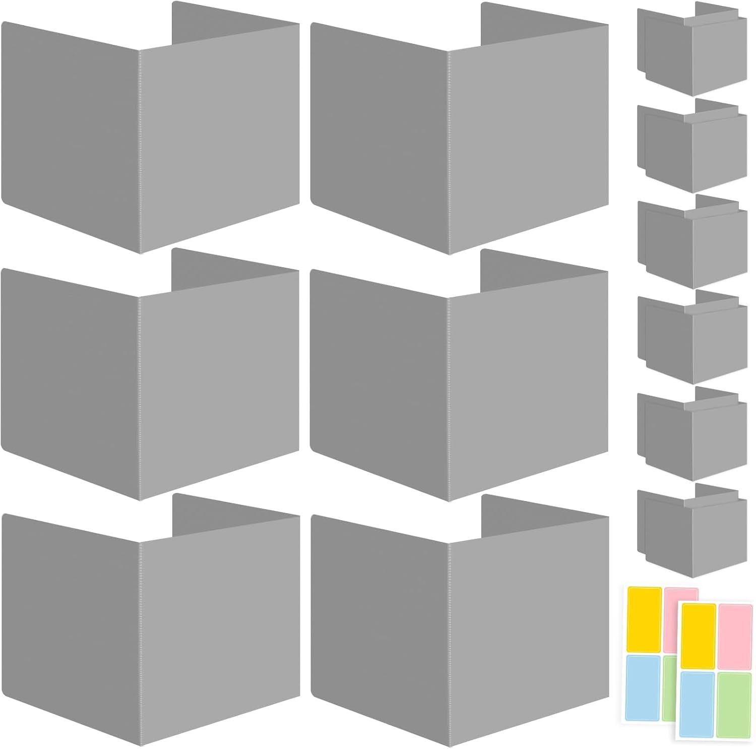 24 Pack Plastic Desk Dividers Gray Privacy Folders for Students Study ...