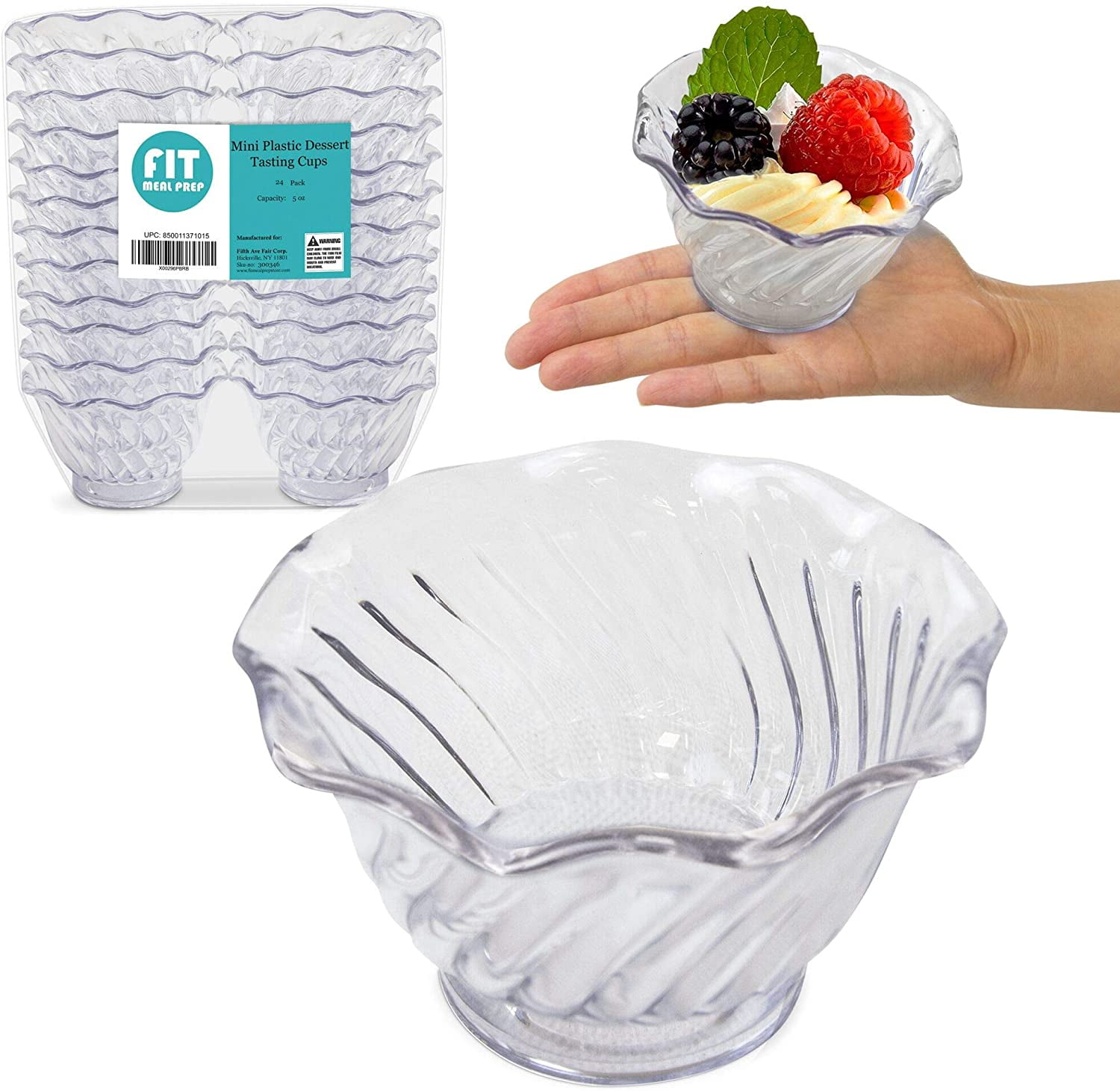 [24 Pack] Plastic Dessert Cups 5 oz - Clear Mini Ice Cream Sundae ...