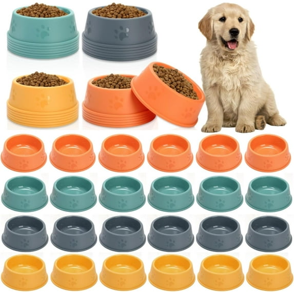 24 Pack Plastic Dog Bowl, 10 Oz Reusable Pet Food and Water Bowl with ...