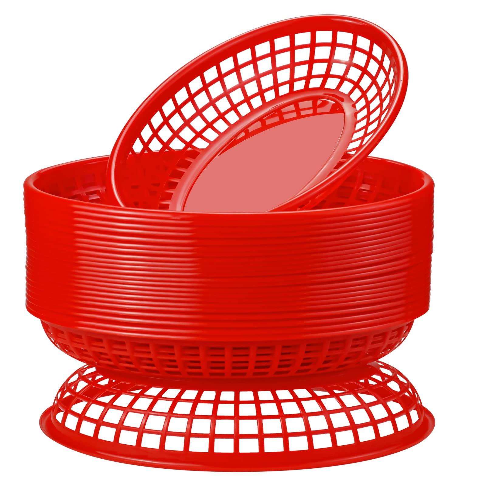 24 Pack Plastic Fast Food Baskets, Restaurant Serving Trays for Burgers ...