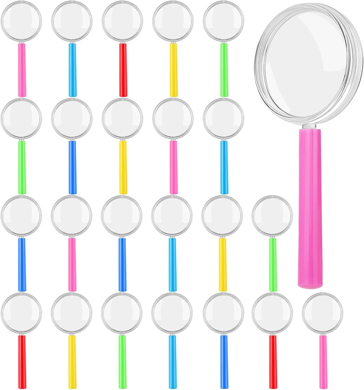 24 Pack Plastic Magnifying Glasses 6 Color Hand Held Magnifying Glasses ...