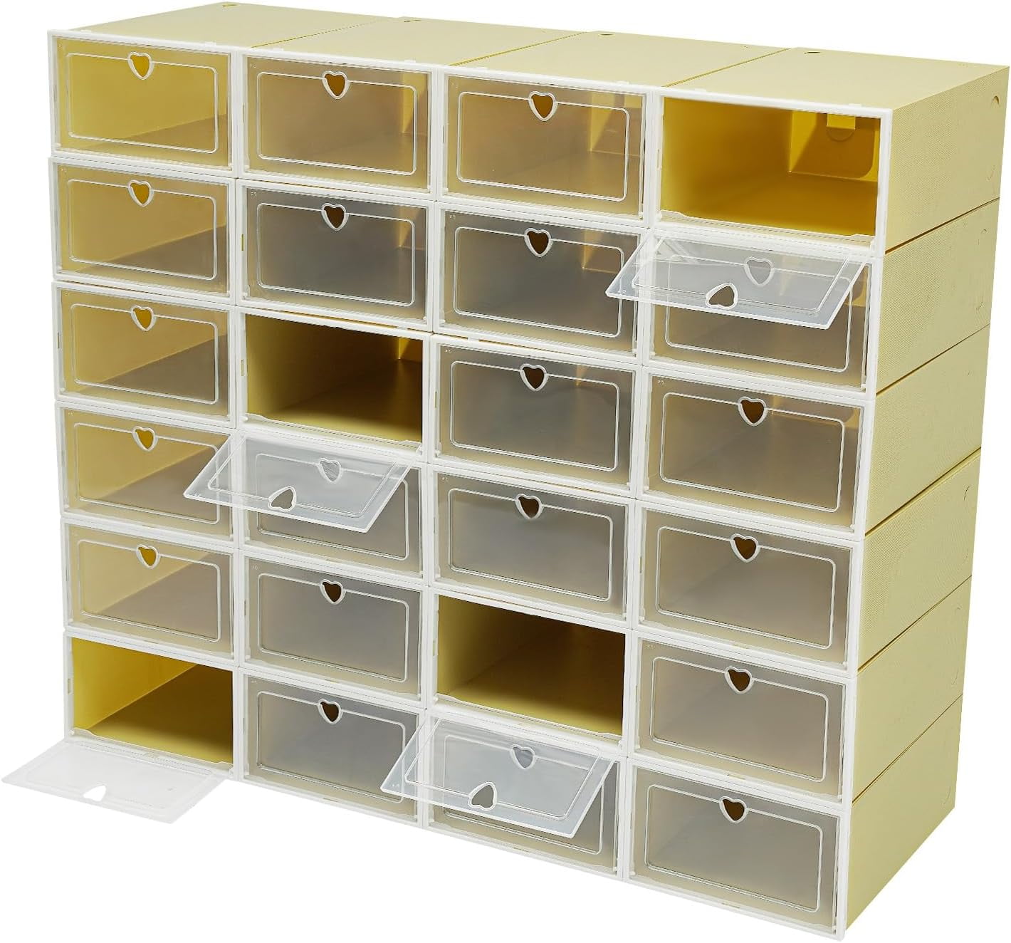 24 Pack Plastic Stackable Shoe Storage Box,Shoe Storage Organizer for ...