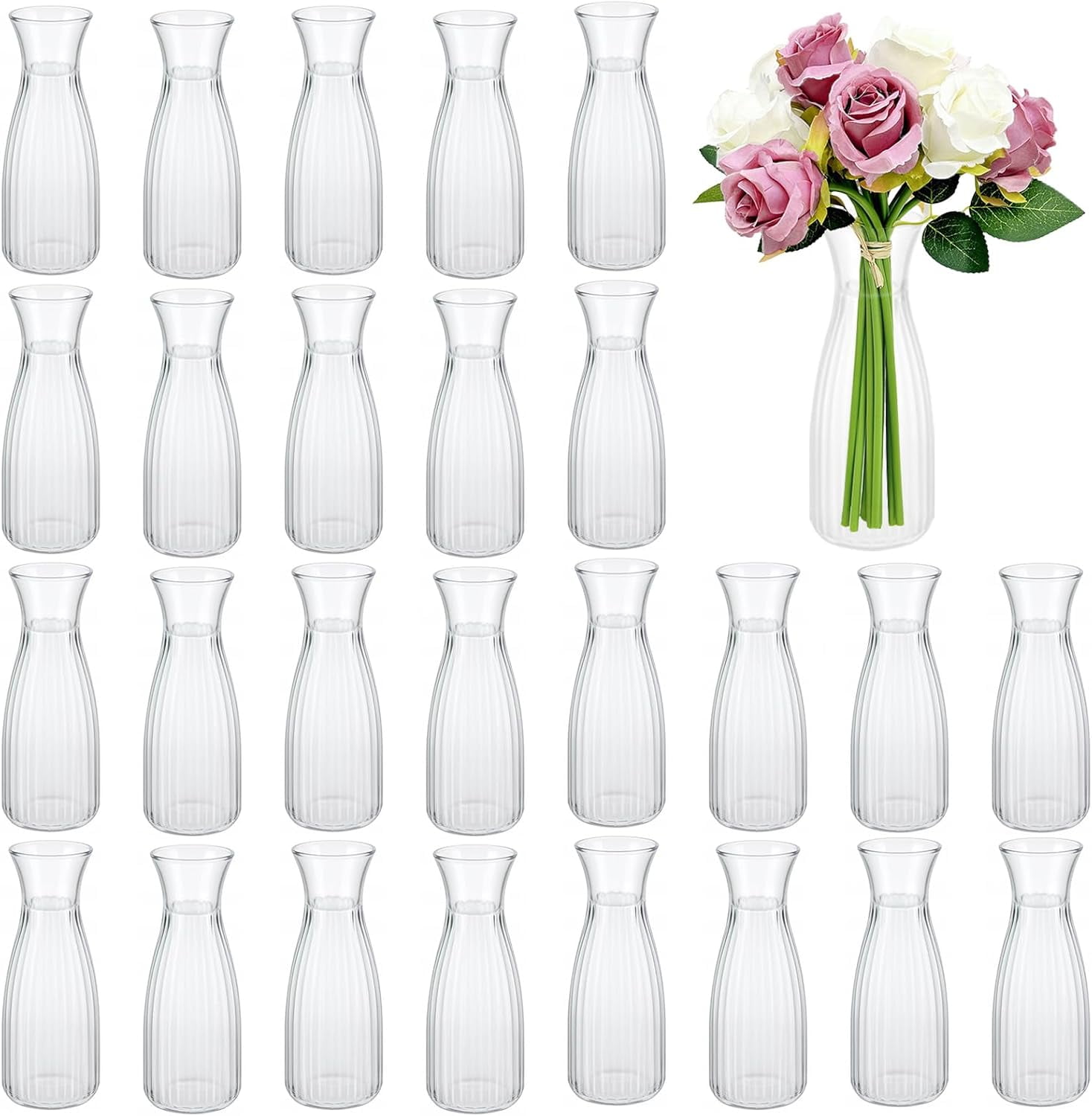 24 Pack Plastic Vases, 6.7 inch Small Clear Acrylic Vases Bulk ...