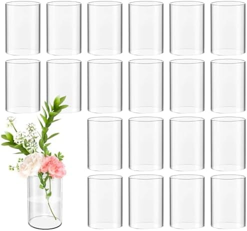 24 Pack Plastic Vases for Centerpiece, 4 Inch Clear Plastic Cylinder ...