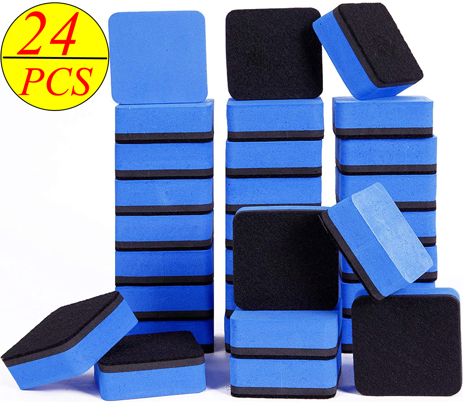 24 Pack Premium Magnetic Dry Erase Erasers - 2" x 2" - Great Whiteboard ...