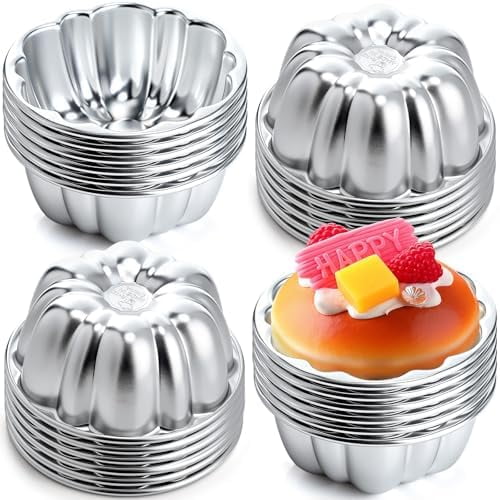 24 Pack Pudding Cup Pans Mini Fluted Cake Small Jelly Pans Aluminum ...