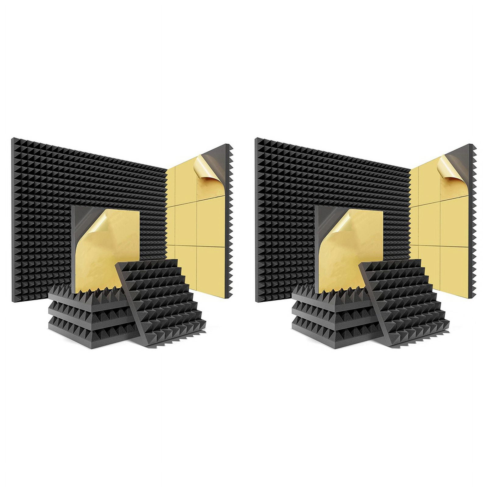 24 Pack Pyramid Sound Proof Foam Panels with Self-Adhesive, 12X12X2Inch ...