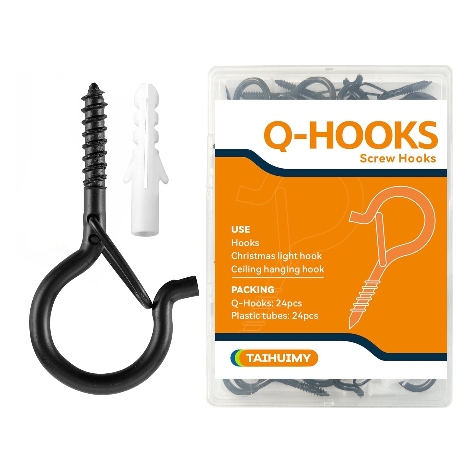 TAIHUIMY 24 Pack Q-Hanger Hooks, Outdoor String Light Hooks with Safety ...
