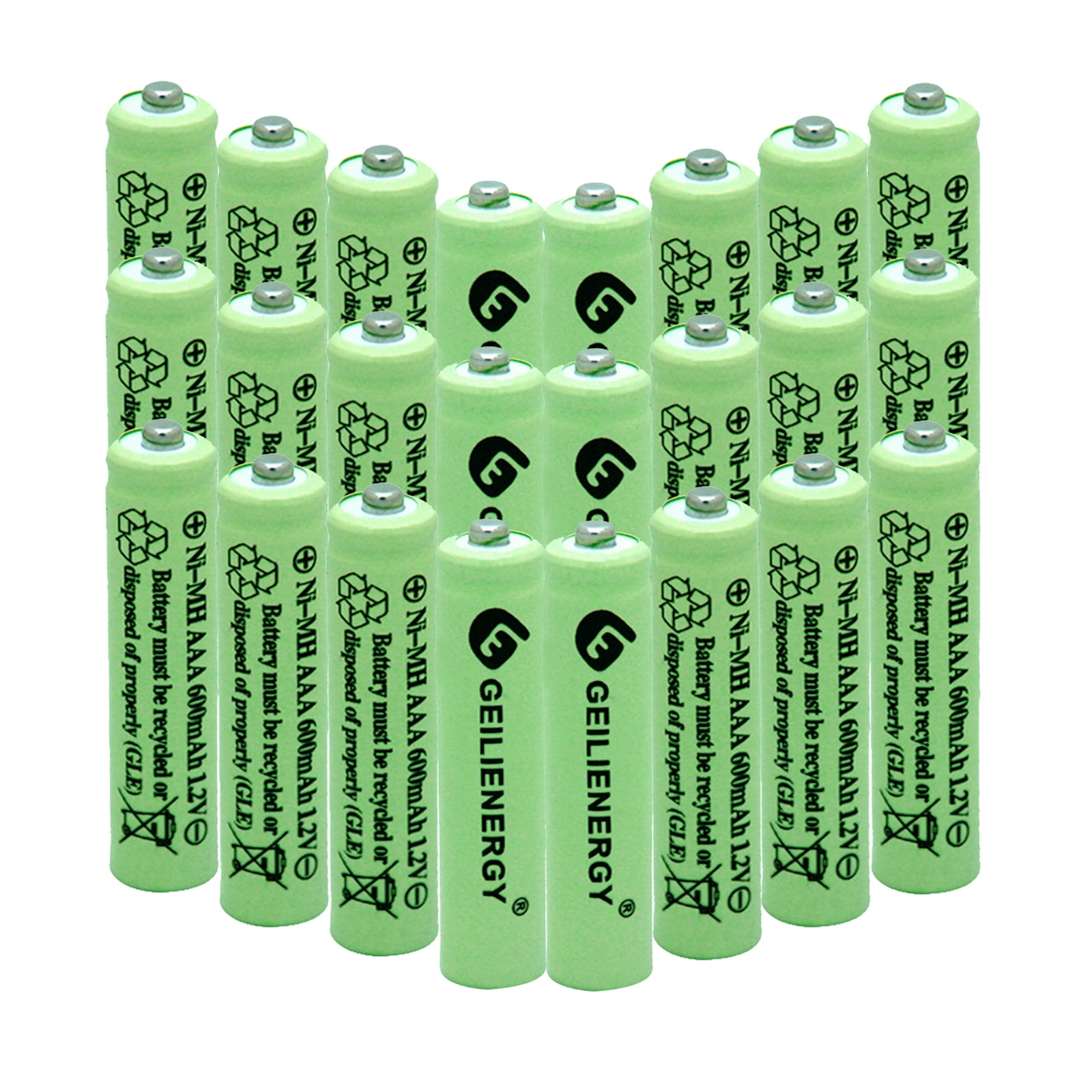 Baobian 24 Pack Rechargeable AAA Batteries, 1.2V NiMH, 600mAh, Low Self ...