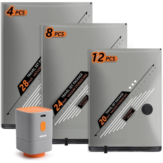 24 Pack Rechargeable Wireless Pump Travel Vacuum Bags Set,Vacuum ...