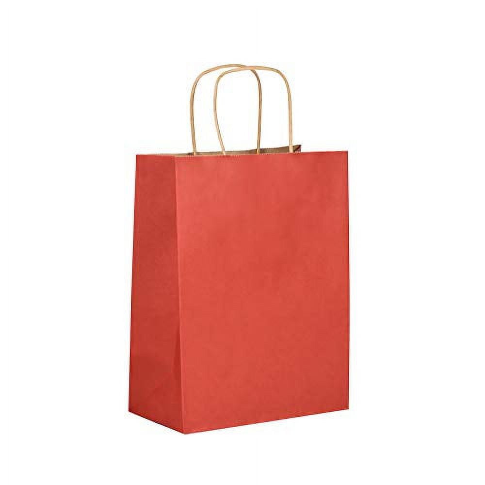 24 Pack Red Medium Kraft Paper Gift Bags with Handle: L-8"xT-10.5"xW-4. ...