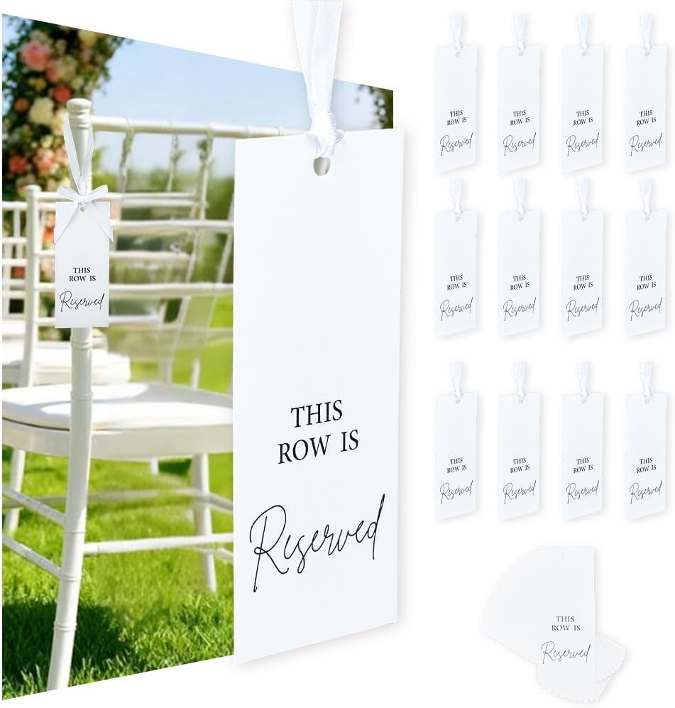 24 Pack Reserved Chairs Signs with Ribbon for Wedding Reception Party ...