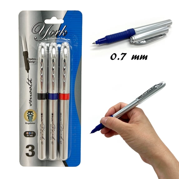 24 Pack Rollerball Pens Fine Point 0.7mm Capped Liquid Ink Black Blue ...