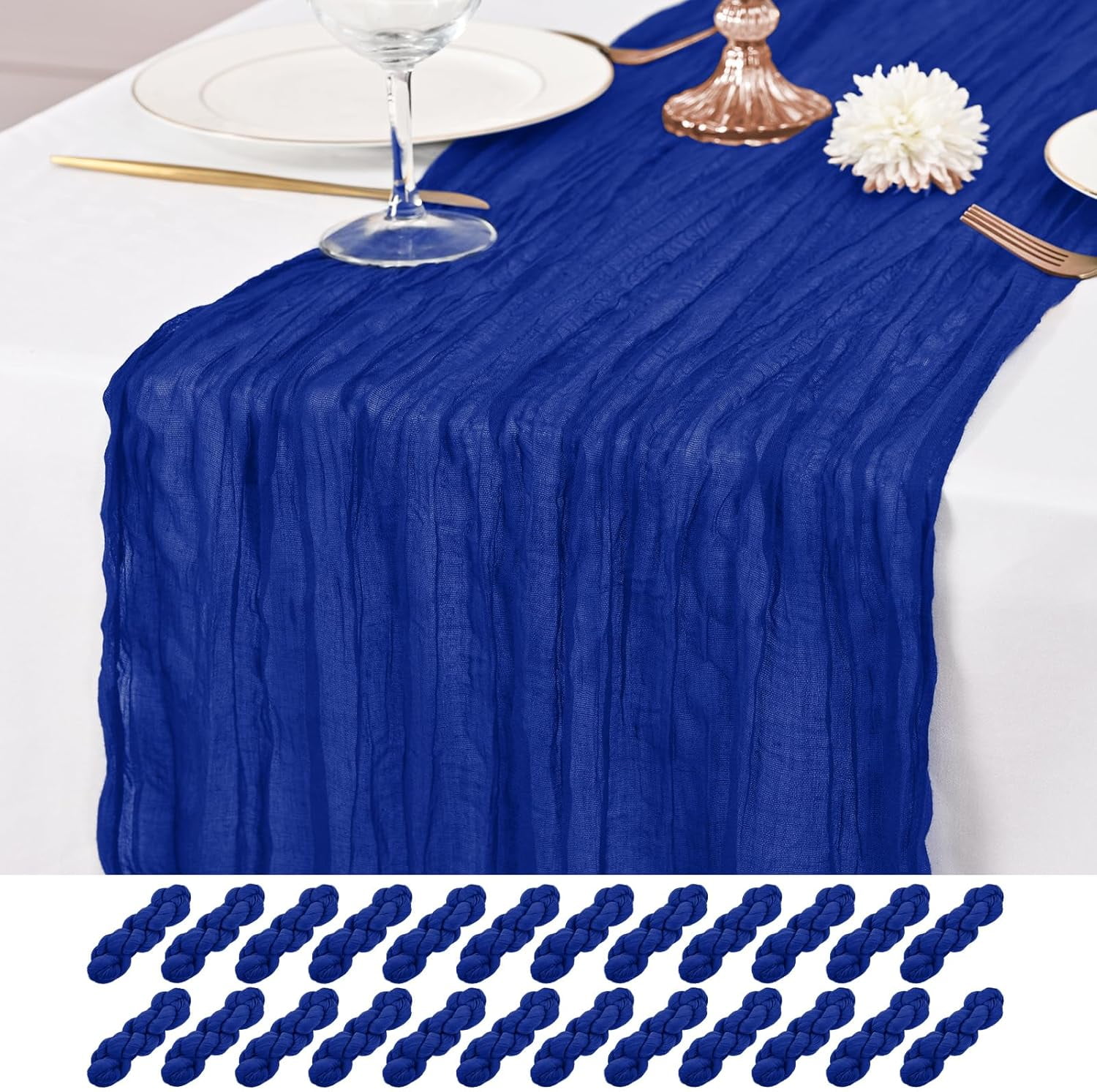24 Pack Royal Blue Table Runners 10Ft Cheesecloth Table Runner Rustic Gauze Table Runner ...