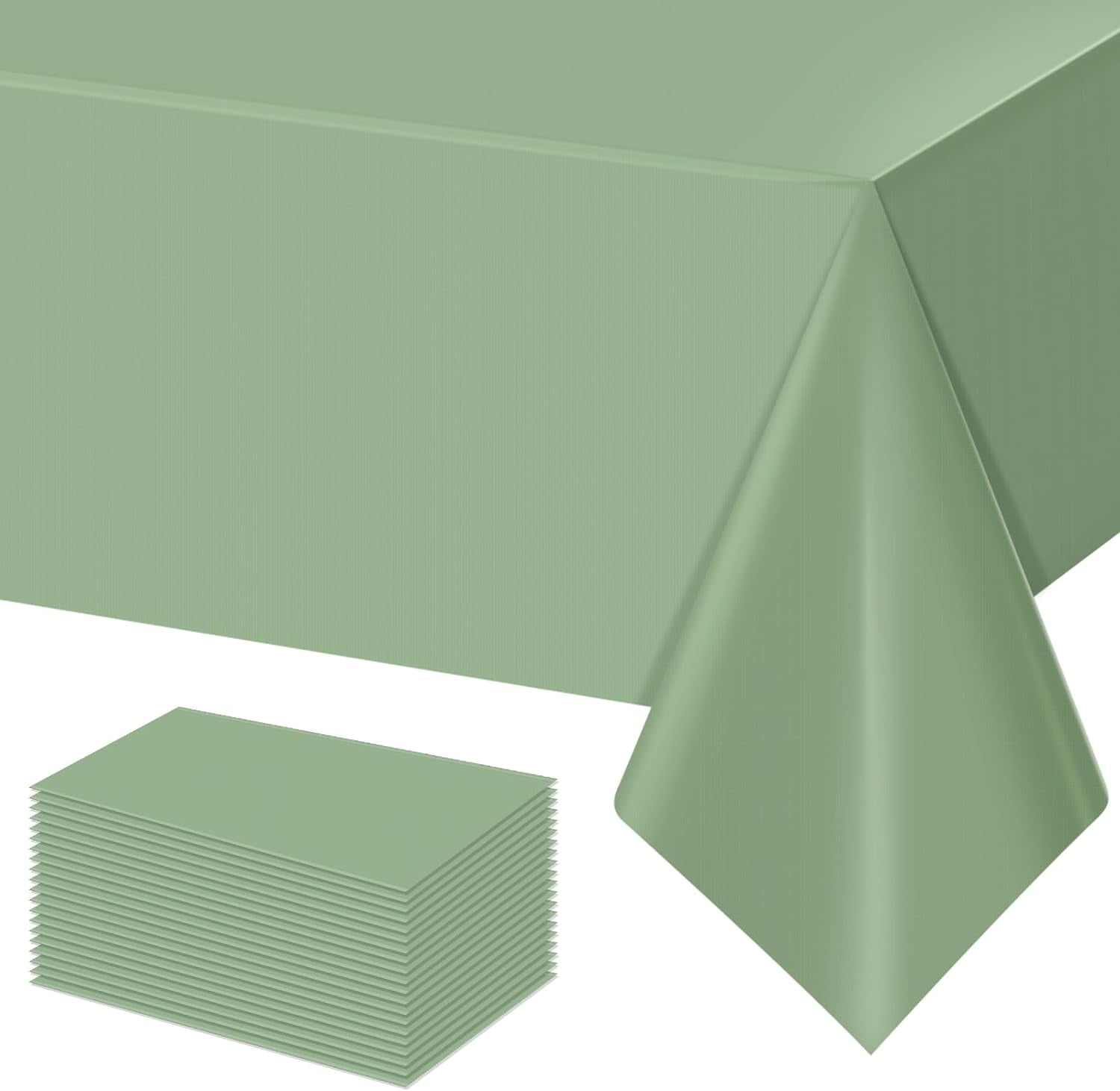 24 Pack Sage Green Tablecloths Light Green Plastic Disposable ...