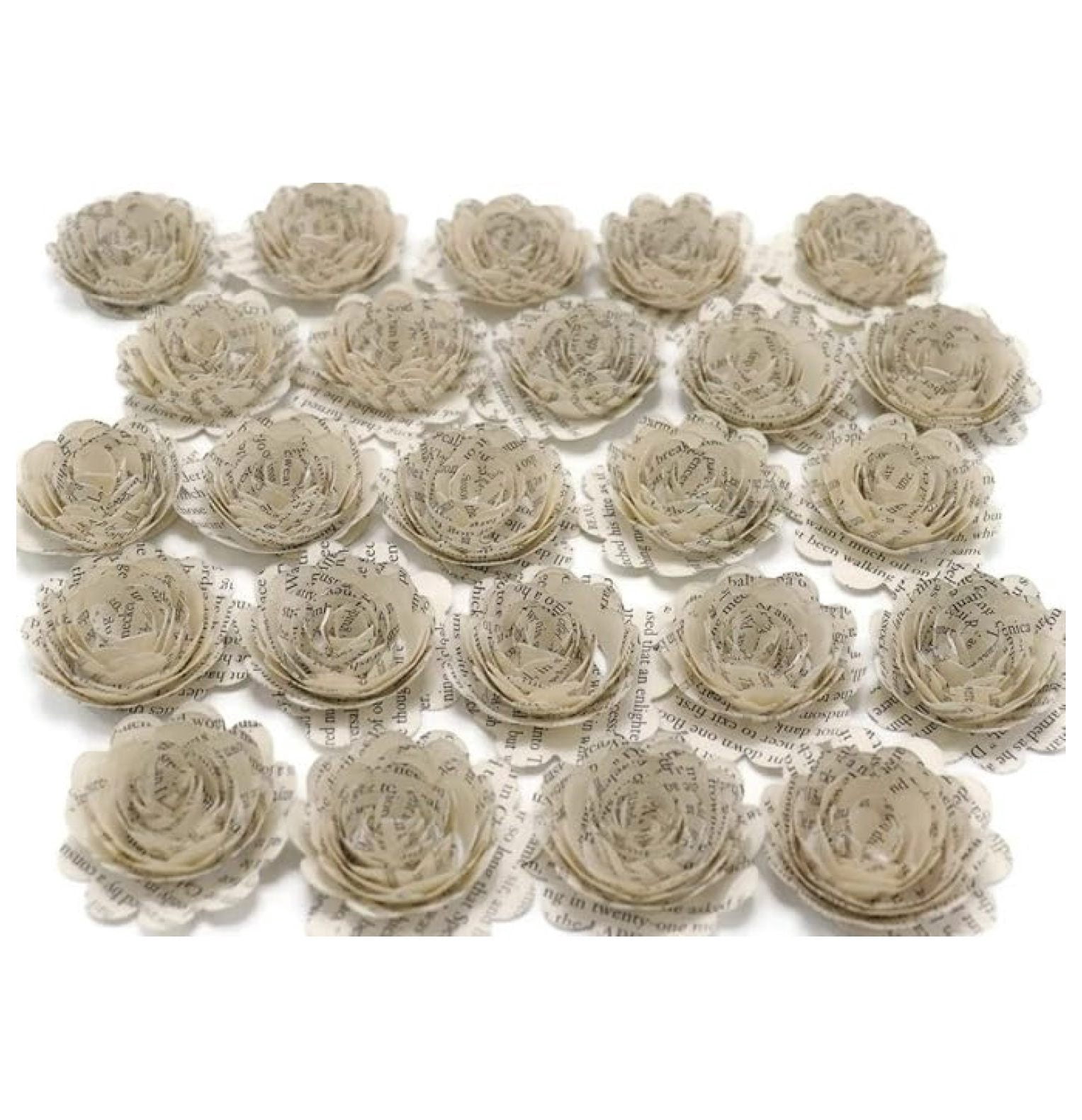 24 Pack Scalloped Quilled Book Page Paper Roses – 1.5 Inch 3D Floral ...