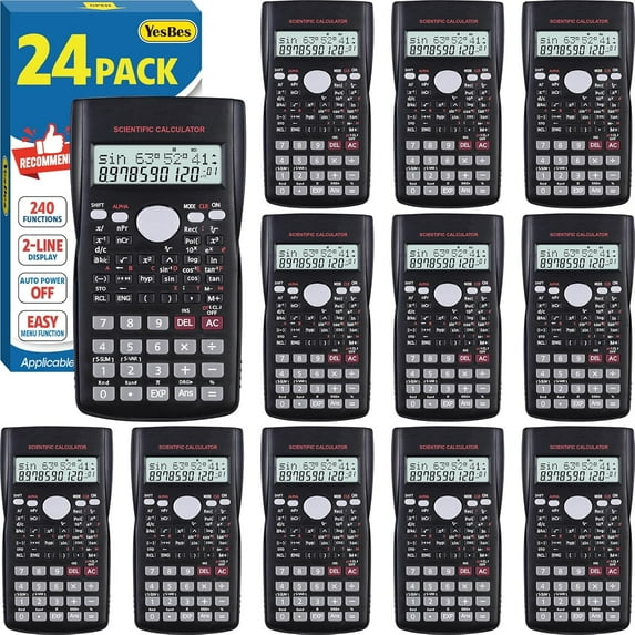 24 Pack Scientific Calculators Bulk, 2-Line Lar Screen Display 240 ...