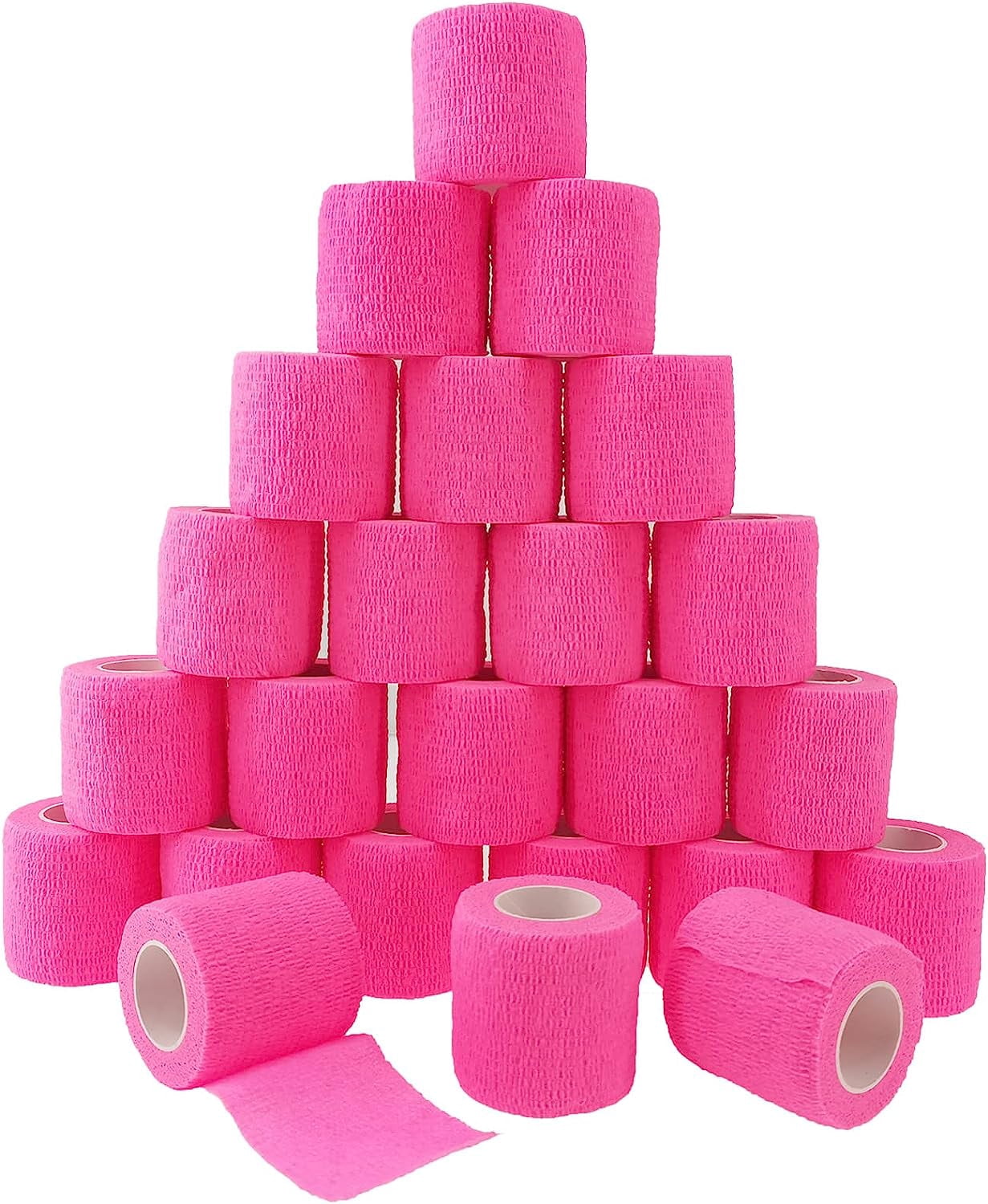24 Pack Self Adherent Cohesive Bandage Wrap, 2” x 5 Yards Elastic Non ...