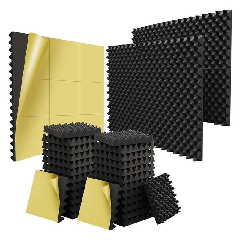 24 Pack Self Adhesive 1.5x12x12Inch Sound Proofing Egg Crate Acoustic ...