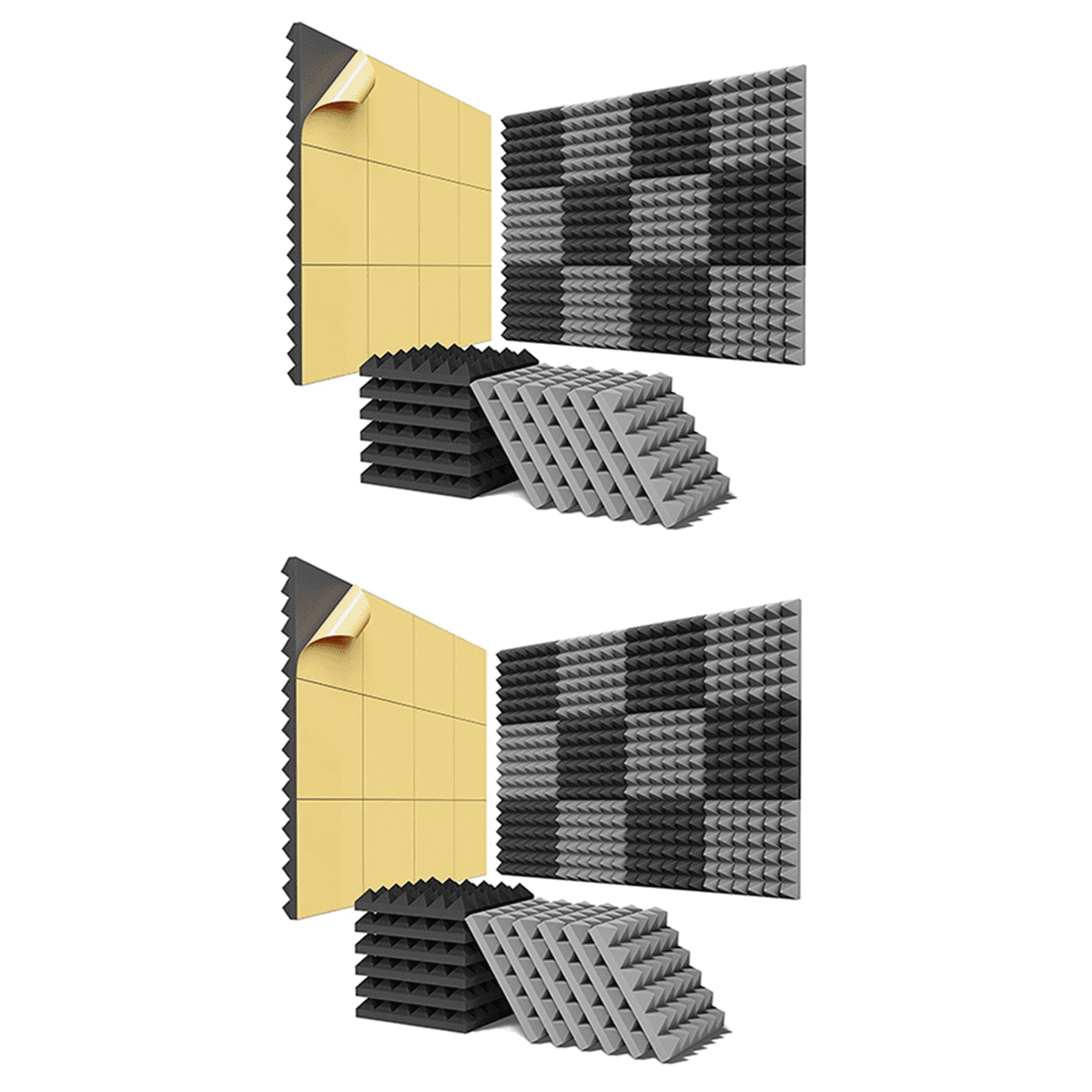 24 Pack Self-Adhesive Sound Proof Foam Panels 2 X 12 X 12 Inch Acoustic ...