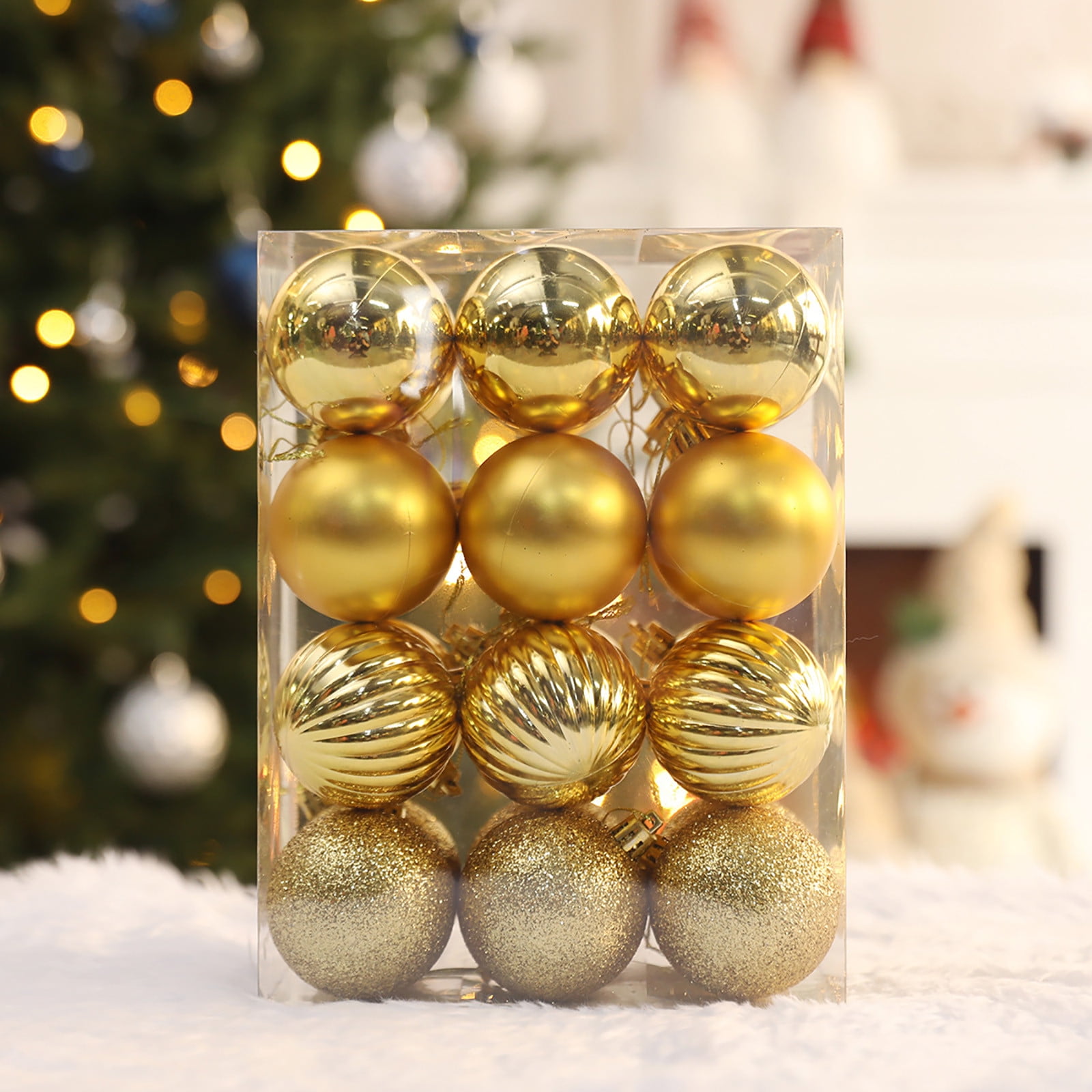 24-Pack Shatterproof Christmas Ornament Balls, 4cm Plastic Glitter ...
