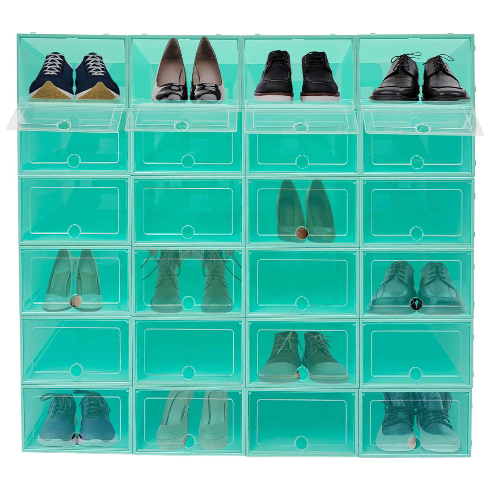 24 Pack Shoe Boxes,Stackable Clear Shoe Boxes Flip Lid Shoe Boxes Boot ...