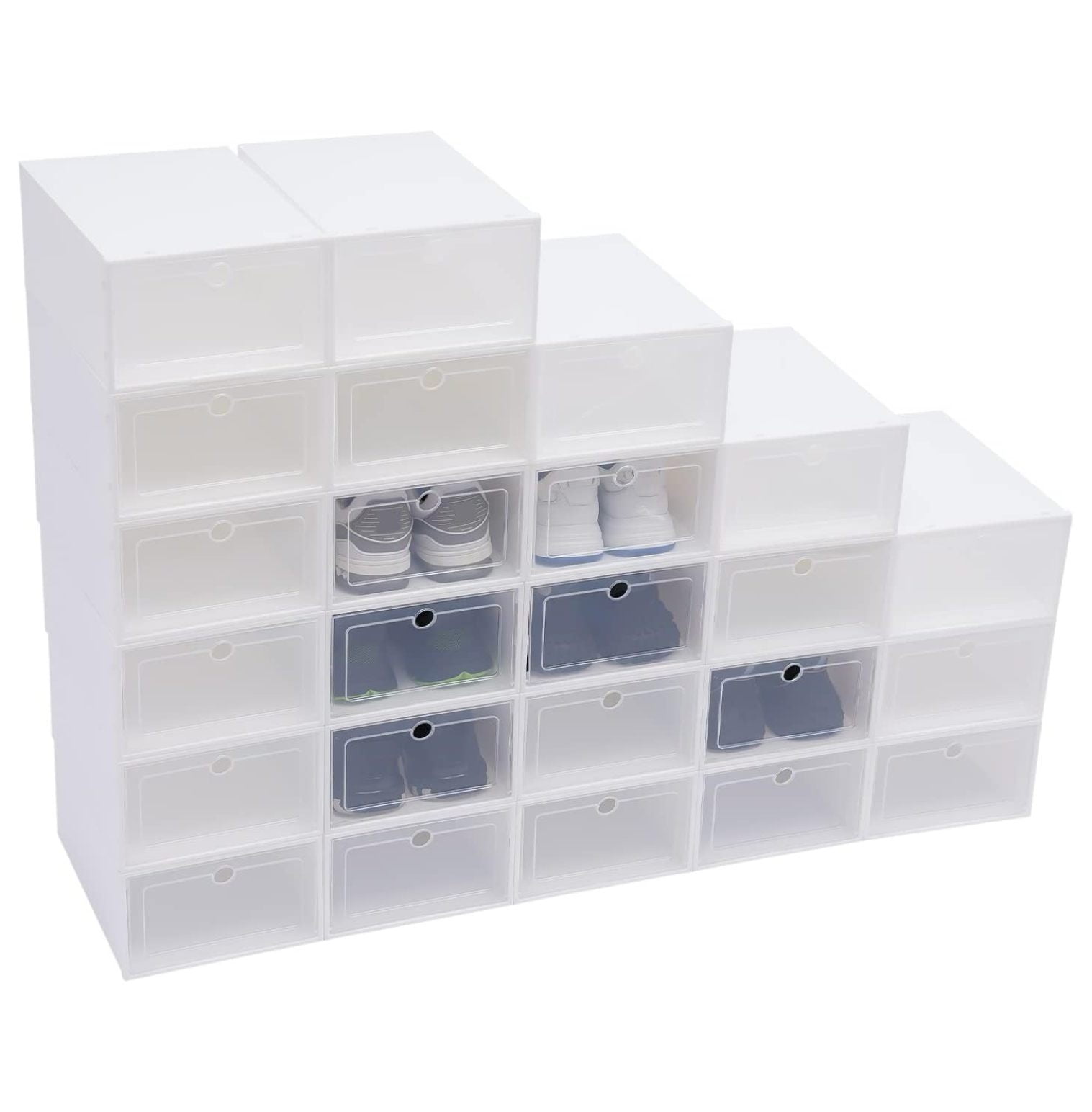 24 Pack Shoe Storage Boxes Shoe Boxes with Door Shoe Plastic Stackable ...