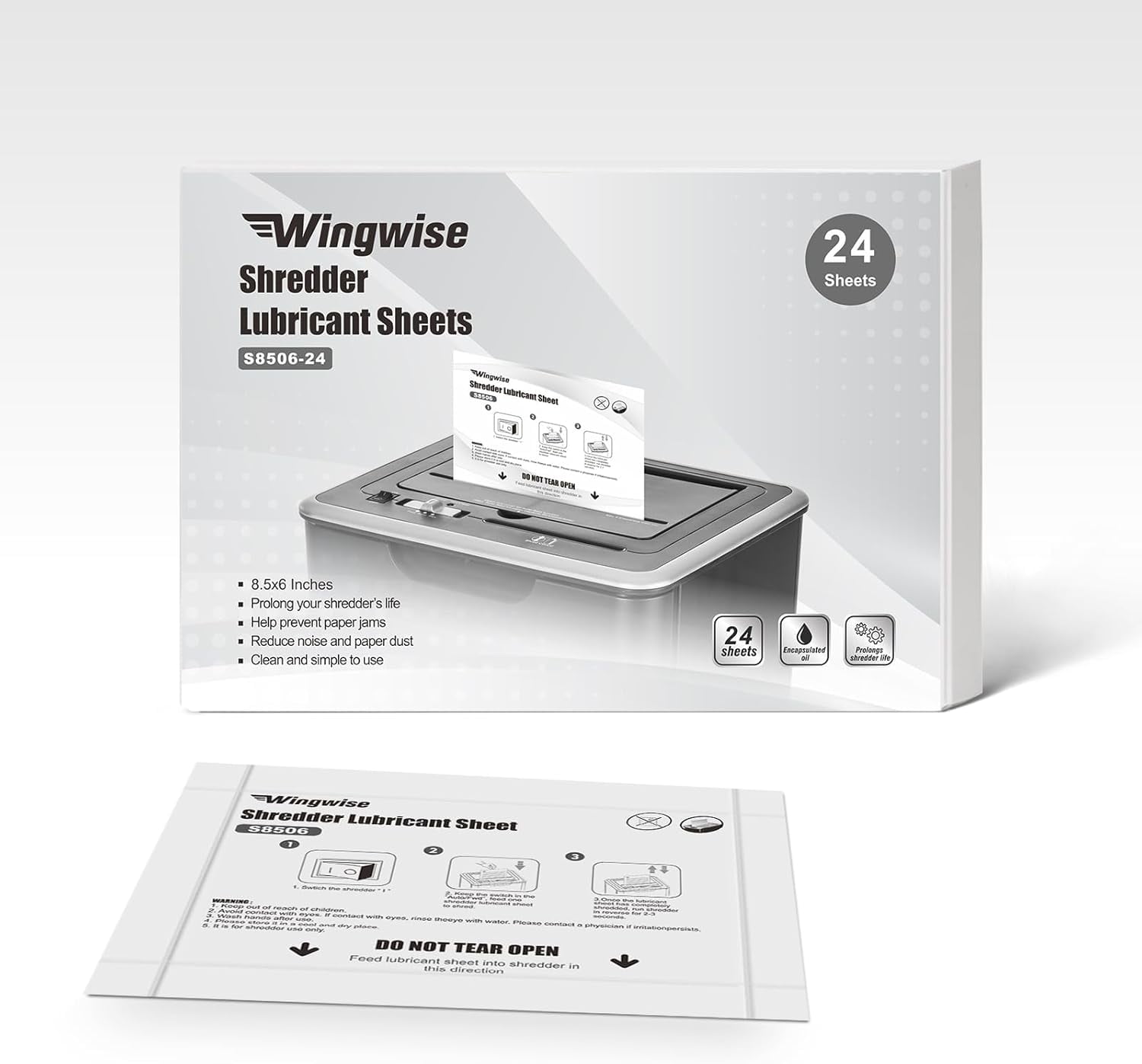24-Pack Shredder Lubricant Sheets, 8.5 x 6 Inches, Sharpens Blades ...