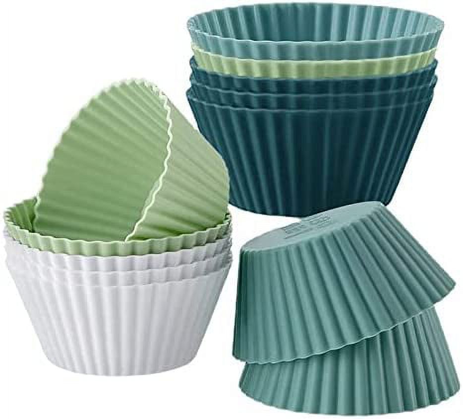 24 Pack Silicone Baking Cups, Reusable Muffin Liners,Beautiful Color ...