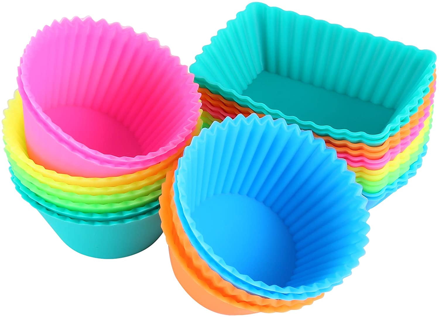24 Pack Silicone Cupcake Baking Cups Reusable Food-Grade BPA Free Non ...