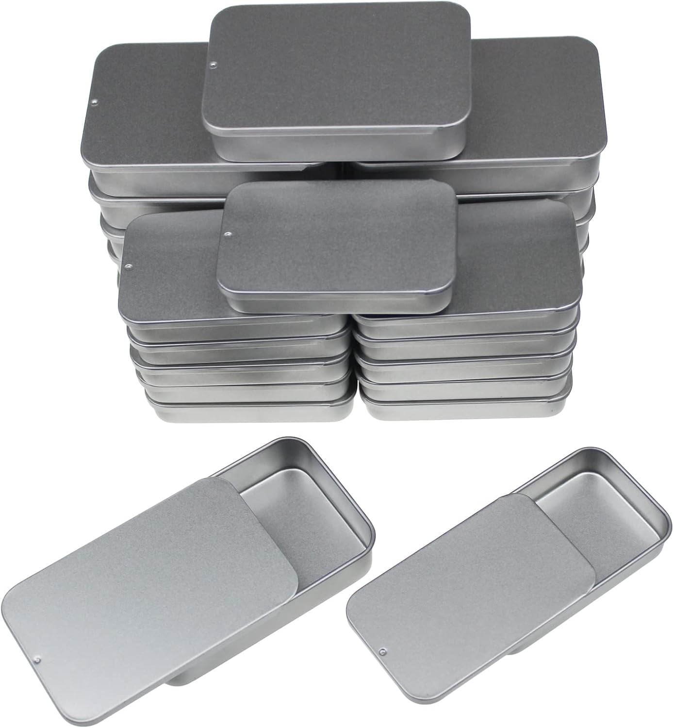 24-Pack Slide Top Rectangular Metal Tin Containers for Candies Jewelry ...