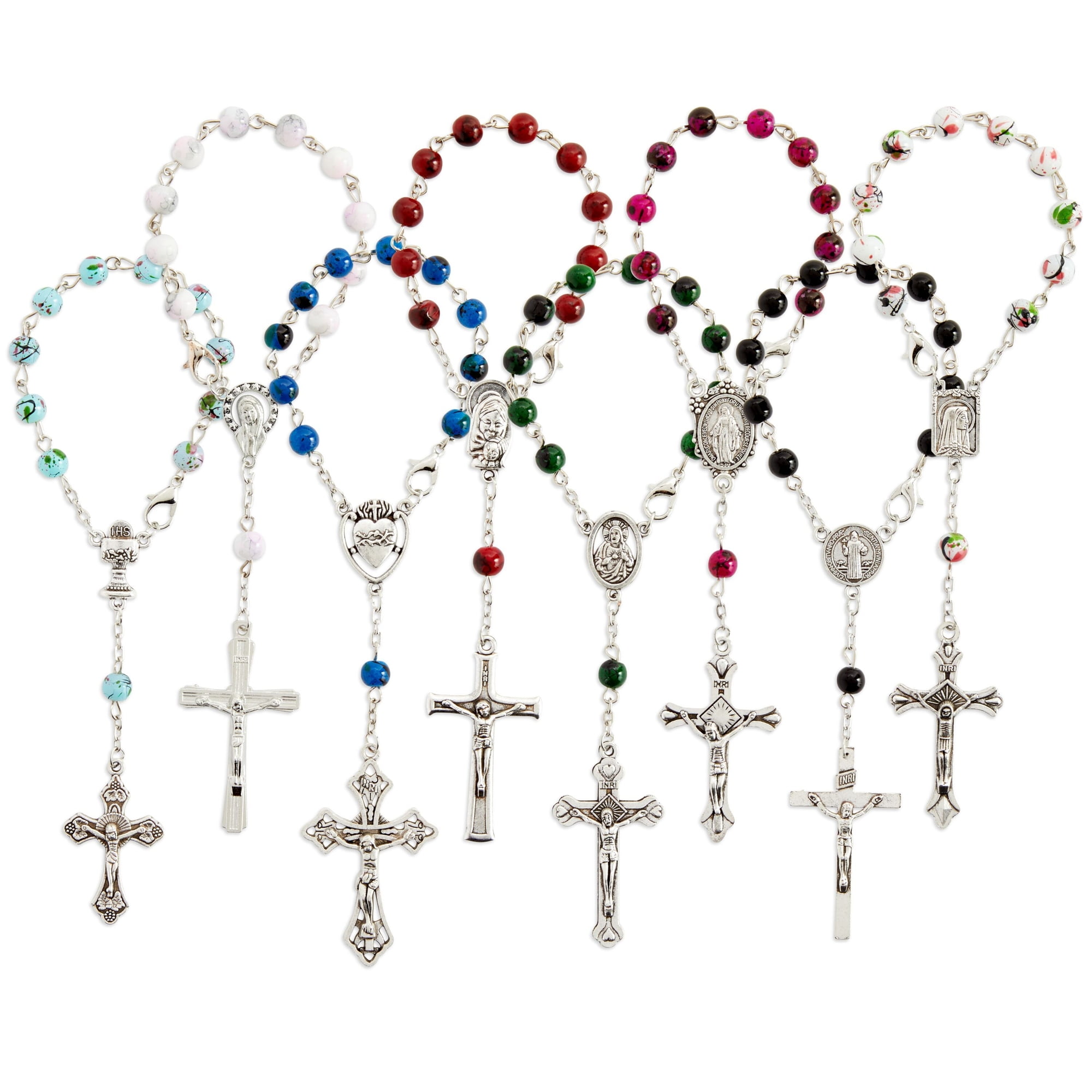 24 Pack Mini Catholic Rosary Bracelet - Prayer Beads for Baptism ...