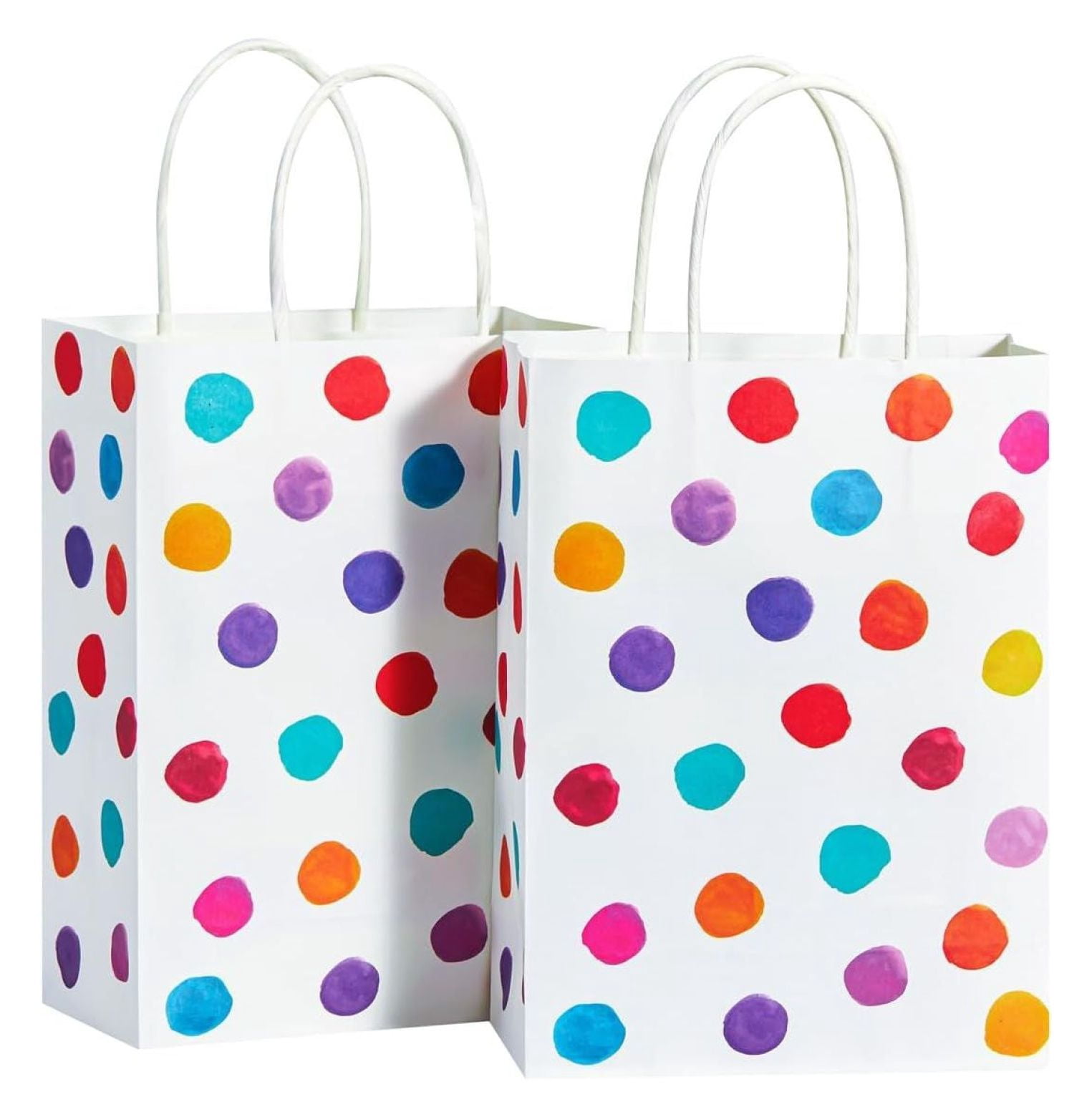 24 Pack Small Paper Gift Bags, Colorful Polka Dot Design, 8.7 x 6.3 x 3 ...