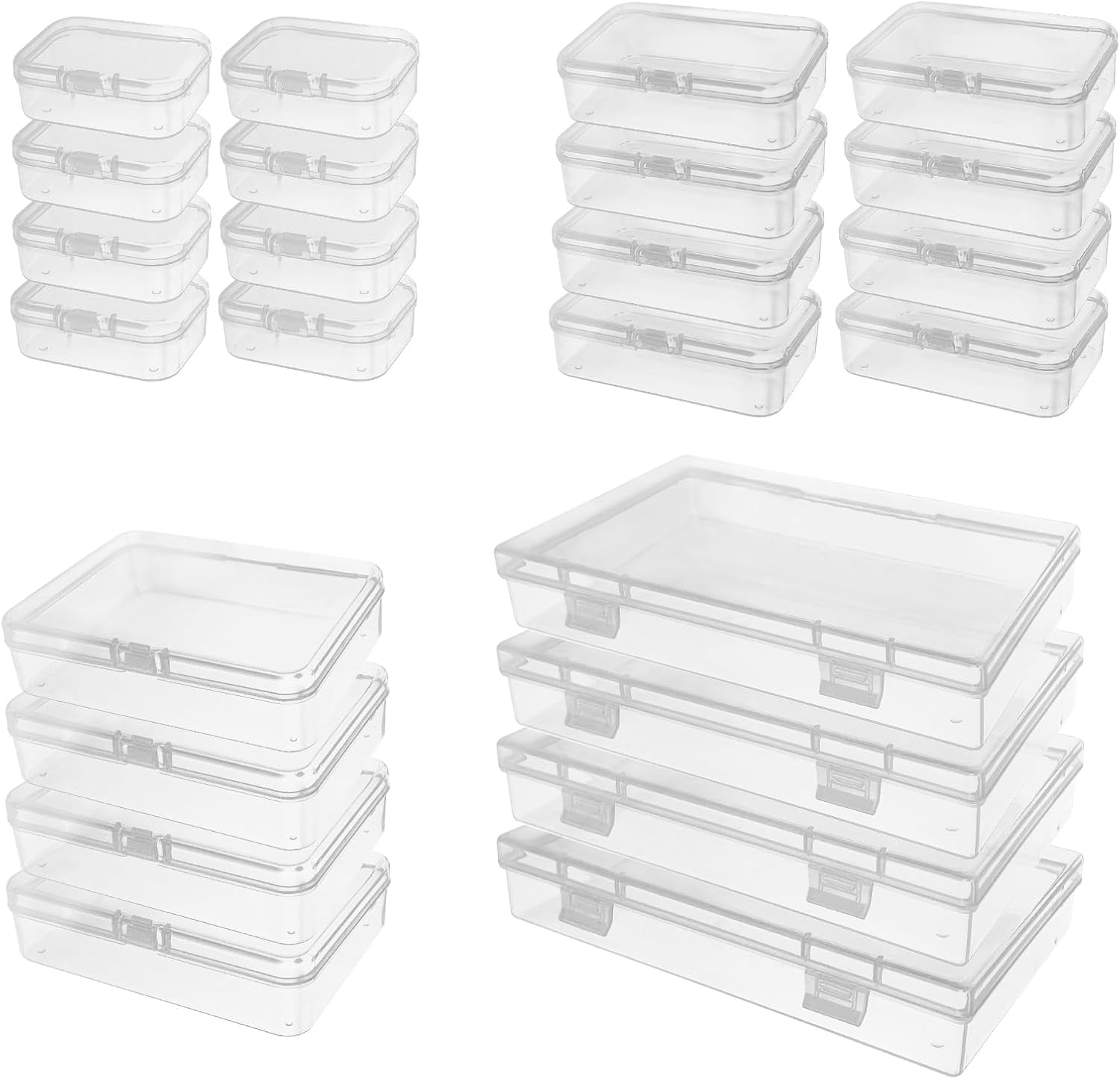 24 Pieces Mixed Sizes Rectangular Small Storage Bins with Lids ...