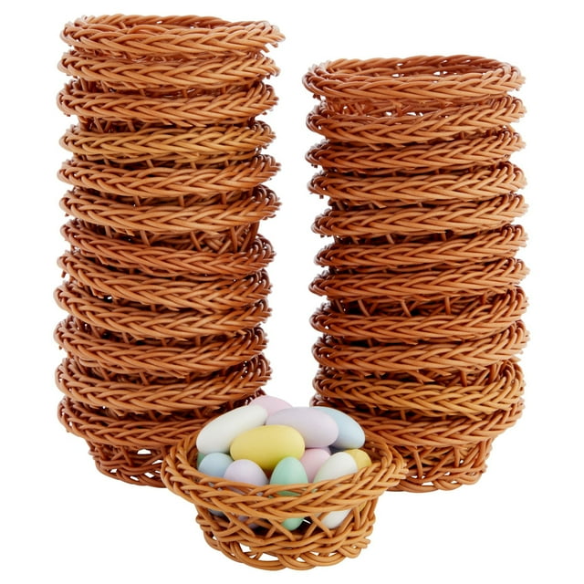 24 Pack Small Woven Basket Set, 3.1x1.2 Inches, Bulk Mini Wicker ...
