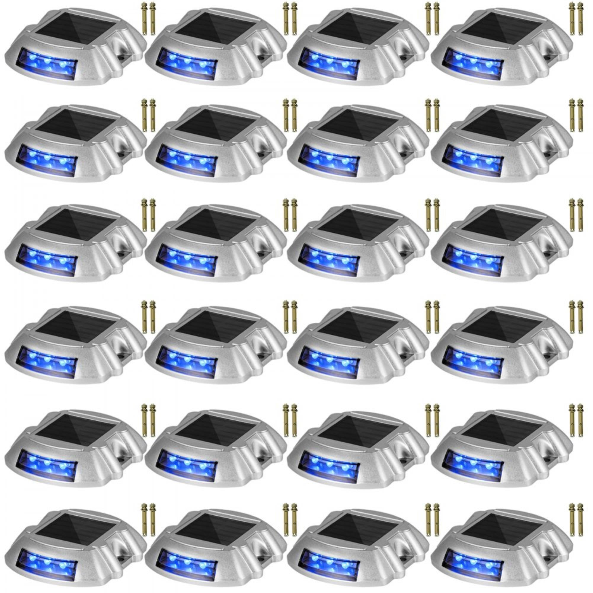 24-Pack Solar Driveway Lights with Waterproof Design, 6 Bright Blue ...