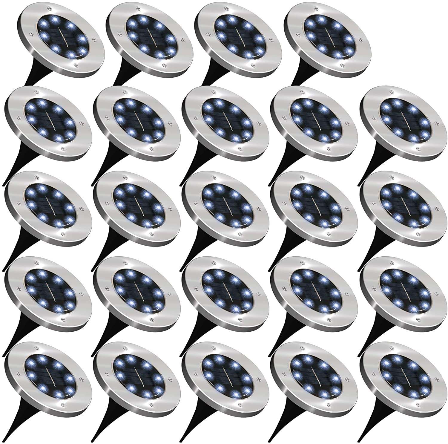 24 Pack Solar Garden Lights,Flat Solar Lights- 8 Led Solar Out light ...