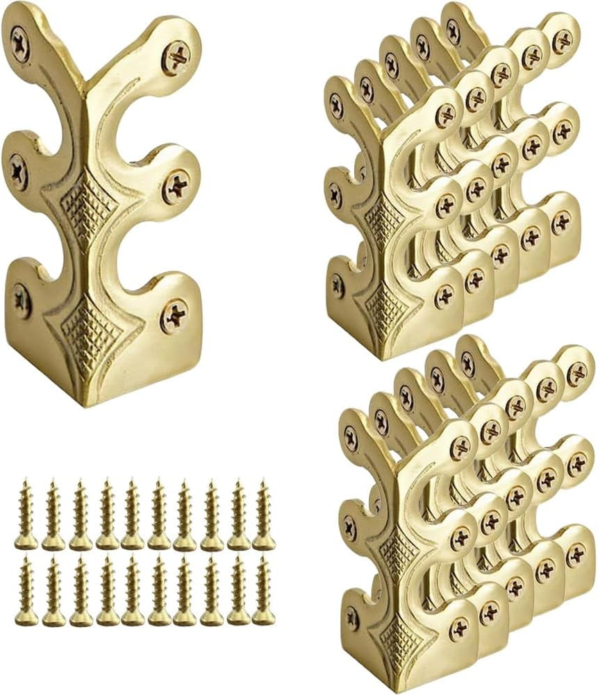 24-Pack Solid Brass Baseboard Corner Protectors, Vintage Metal Corner ...