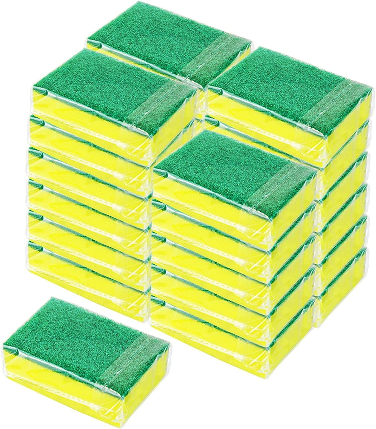 24 Pack Sponge Individually Wrapped, Bulk Kitchen Dishwashing Sponge ...