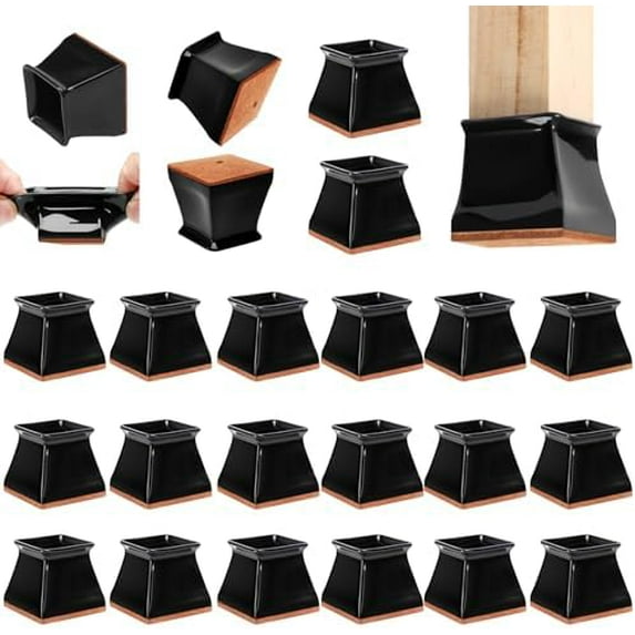 24 Pack Square Chair Leg Floor Protectors for Hardwood Floors, Silicone ...